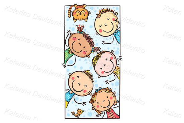 Vertical Banner with Happy Kids – Cute Doodle Children and Pets Design ...