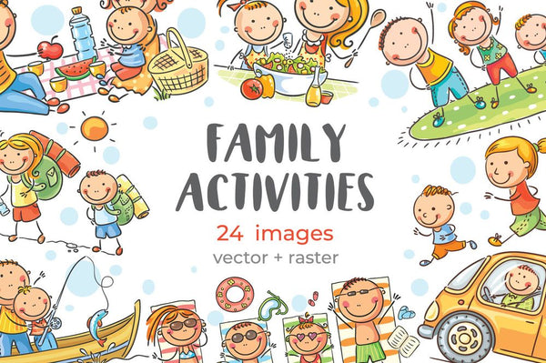 Family activities vector clipart set for teaching & blogs – Optimistic ...