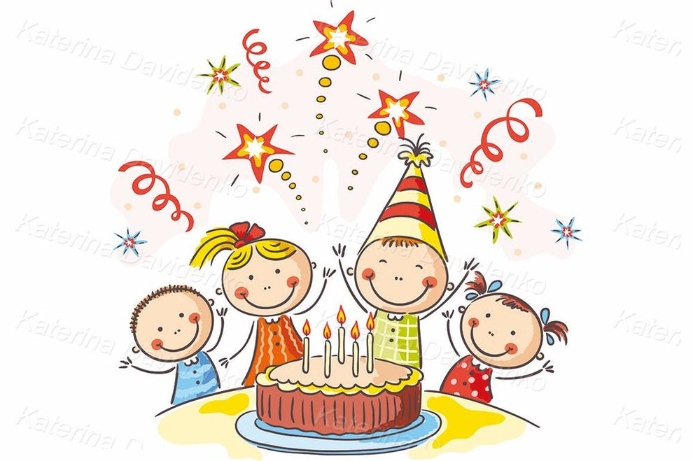 Birthday Party Kids Clipart – Cute Celebration Vector Graphics ...