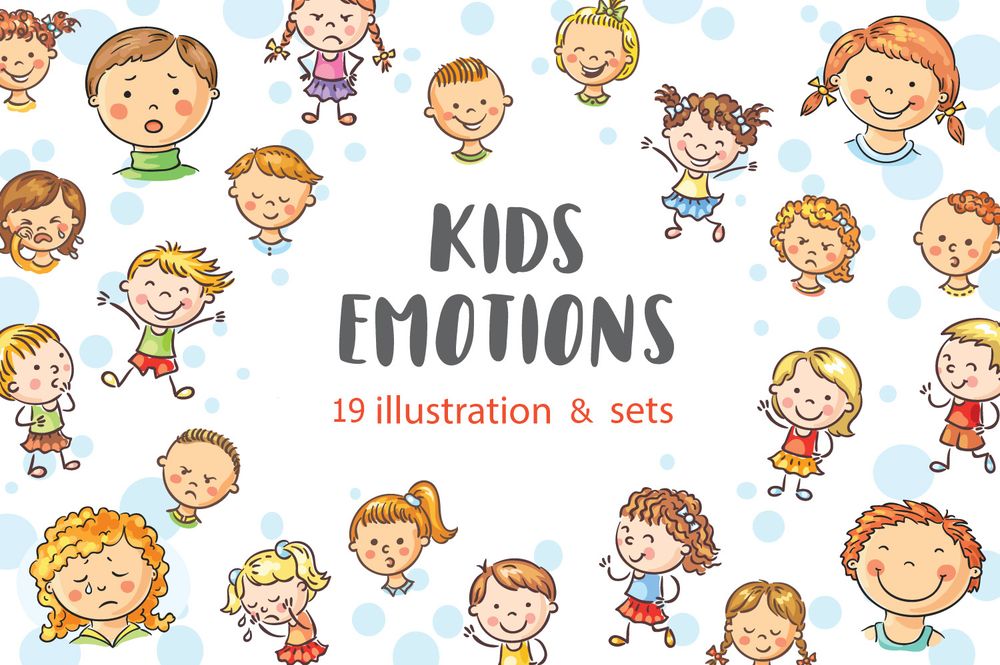 Kids emotions clipart – 19 illustrations for learning, posters, printa ...